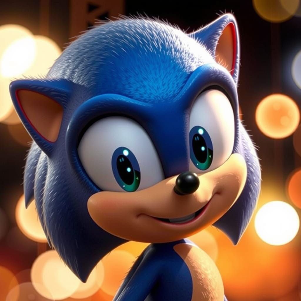 Confident Sonic the Hedgehog in Vibrant Comic Book... - AI Art