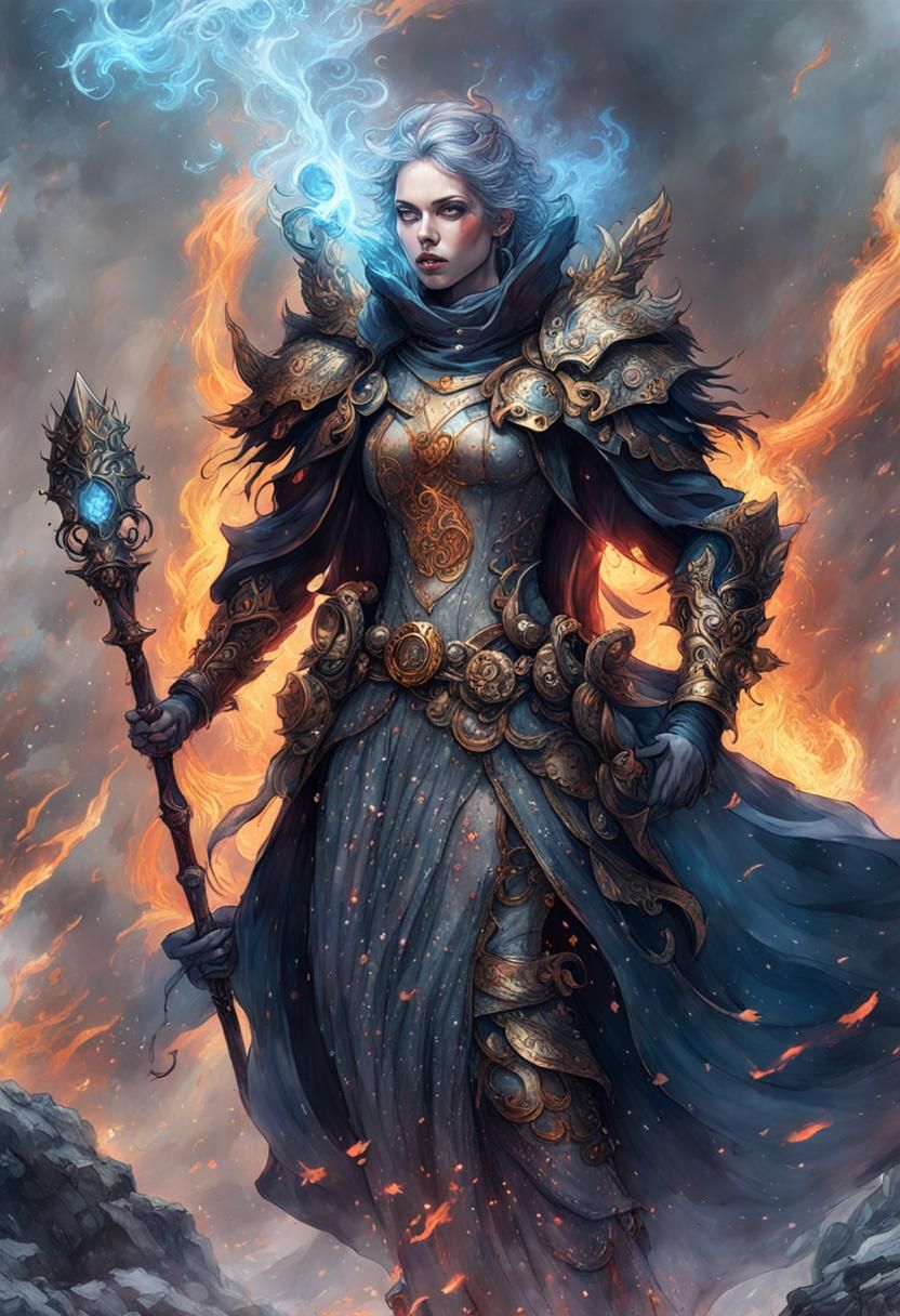 fire warlock, fire and smoke, a masterpiece, 8k resolution, dark ...