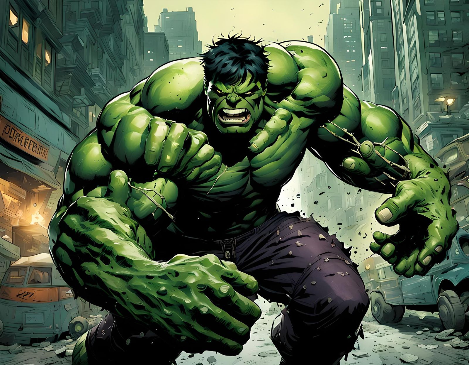 Hulk from Marvel comics, raging in the city. - AI Generated Artwork ...