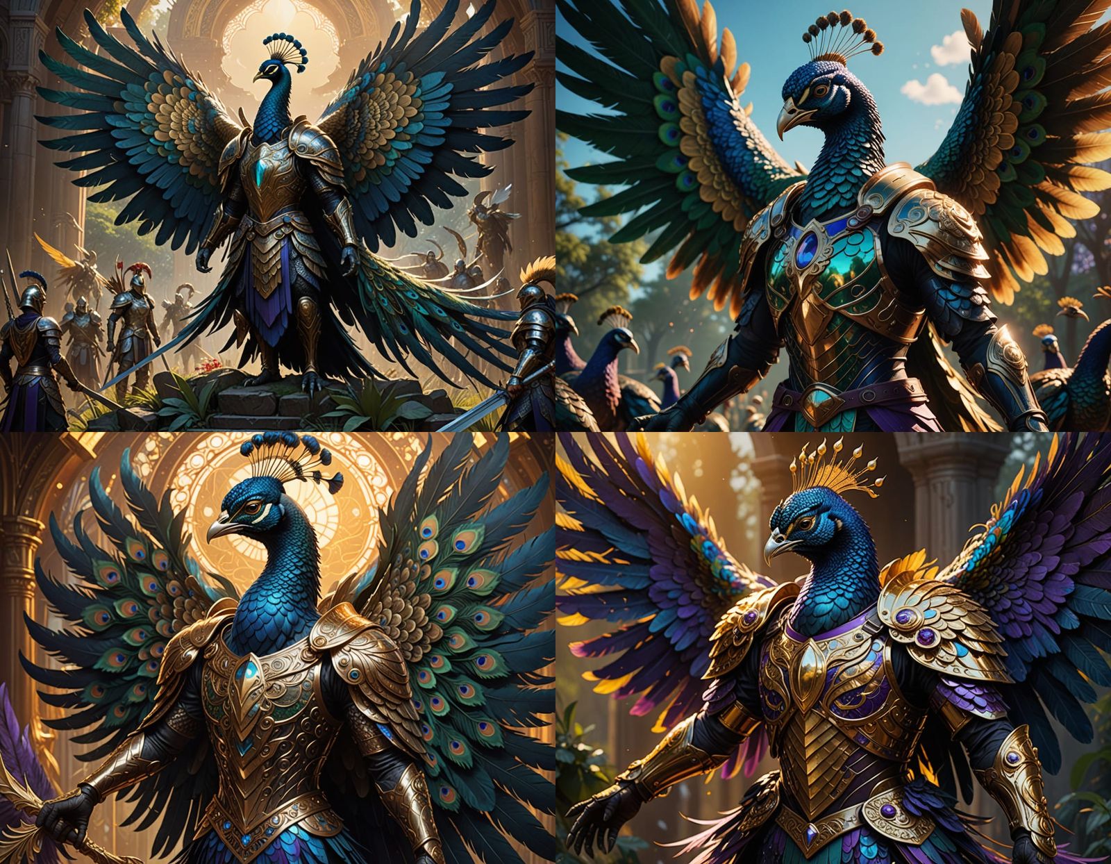 The leader of a Warrior Peacock army resplendent in iridescent armor ...