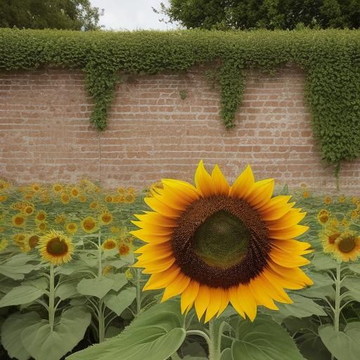 A sunflower in a walled garden - AI Generated Artwork - NightCafe Creator