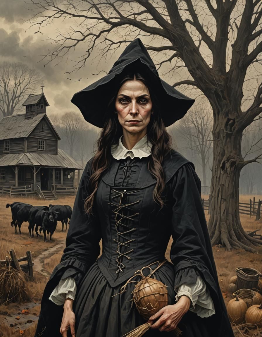 new-england salem spooky puritan woman witchcraft portrait farm gothic ...