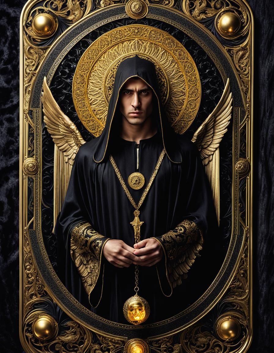 Beautiful 22 year old male who is the angel of death, looking sad ...