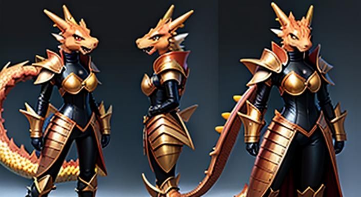 Anthro female charizard wearing epic dragon armor - AI Generated ...