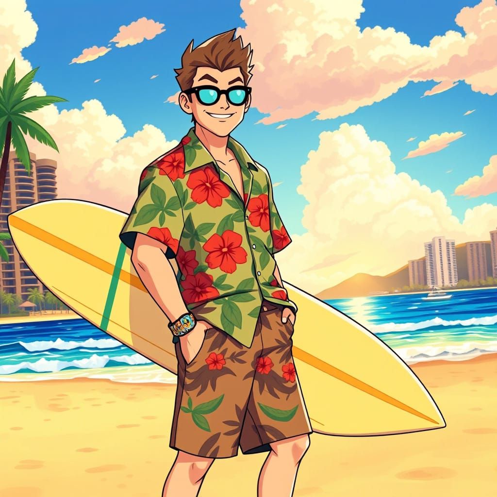 ben 10 as a Hawaiian - Ben Tennyson in Vibrant Hawaiian Isla...