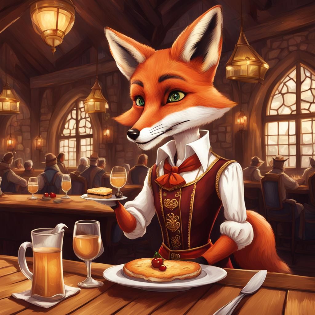 anthropomorphic fox waitress - AI Generated Artwork - NightCafe Creator
