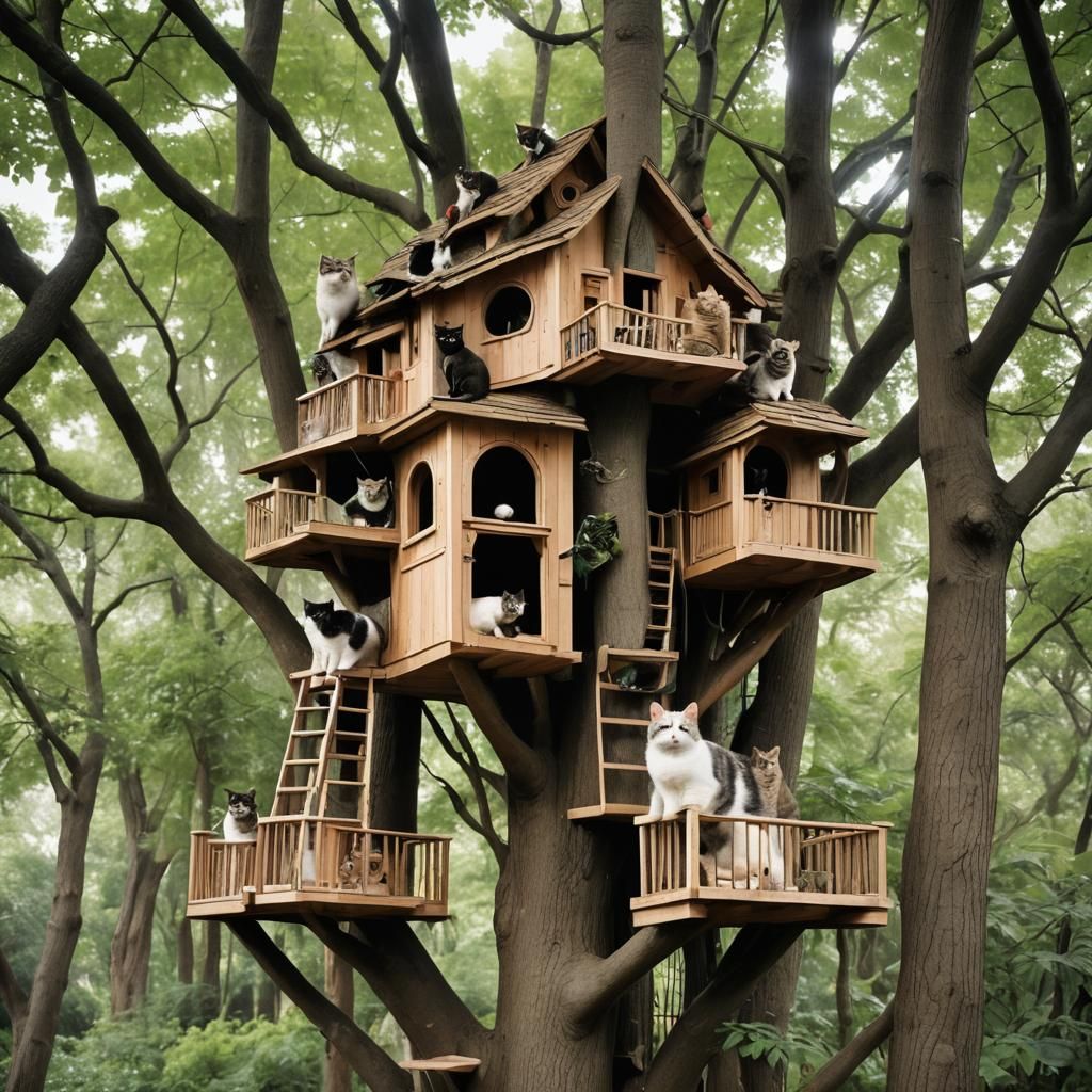 A Cat Treehouse - AI Generated Artwork - NightCafe Creator