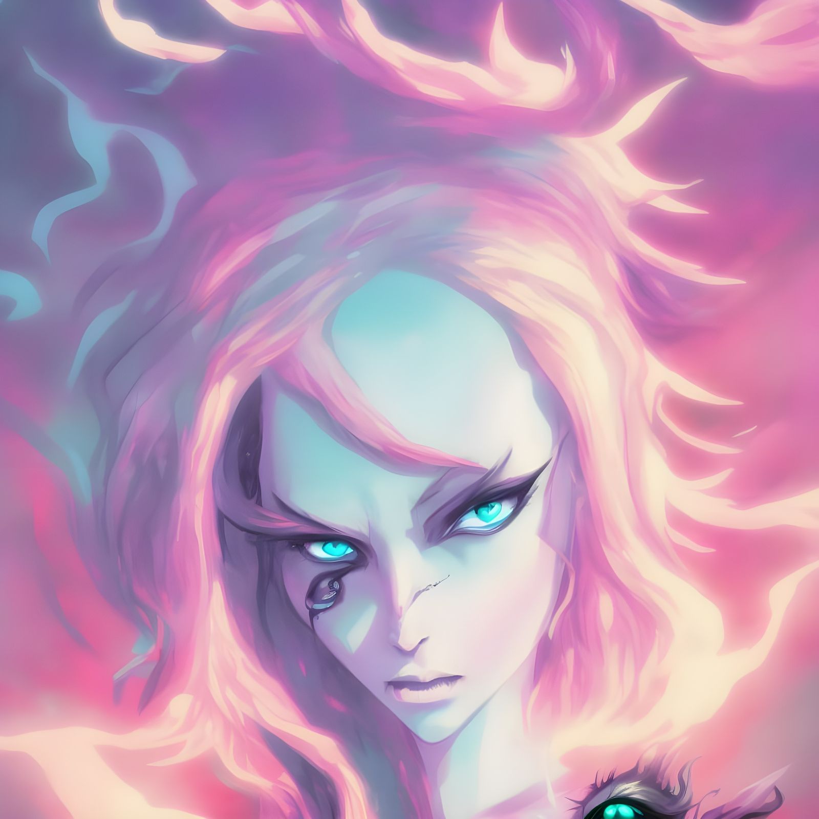 Scowling Ethereal Pastel Goth Headshot 3 - AI Generated Artwork ...