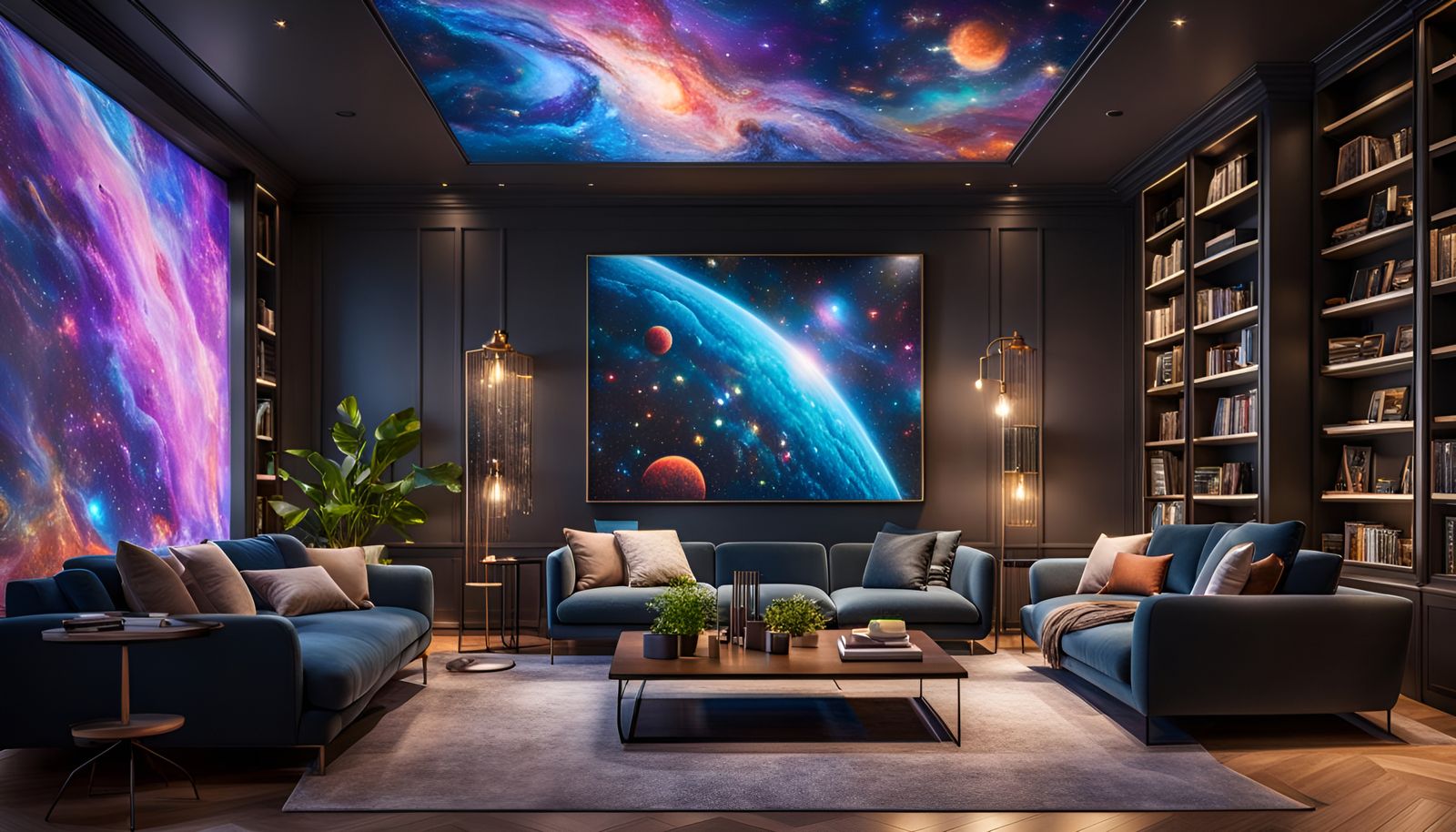 Living Room in Space! - AI Generated Artwork - NightCafe Creator