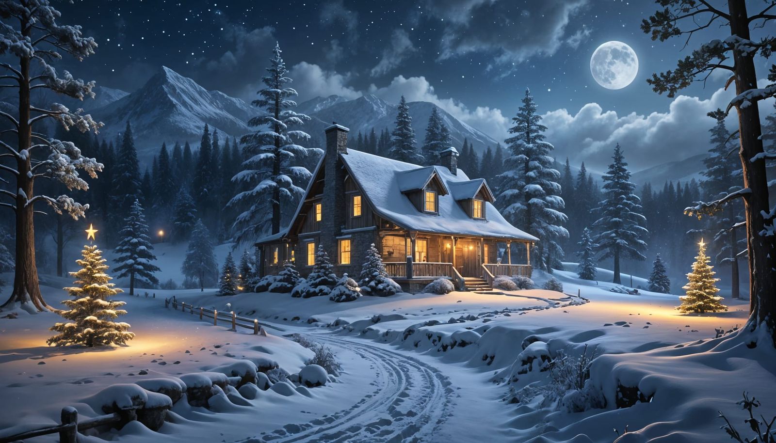Christmas Eve nightscape - Winter Wonderland Christmas Scene...