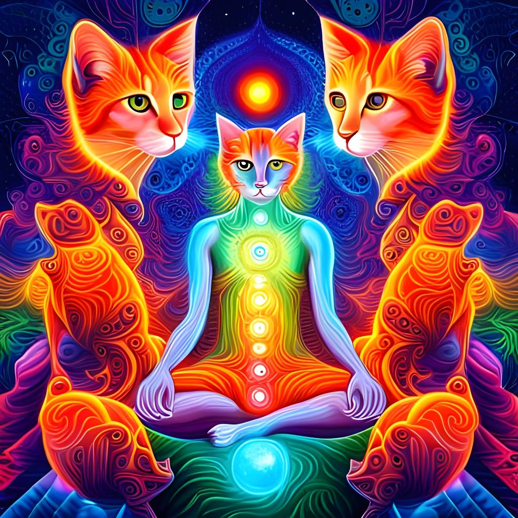 Cat Chakra Meditation - AI Generated Artwork - NightCafe Creator