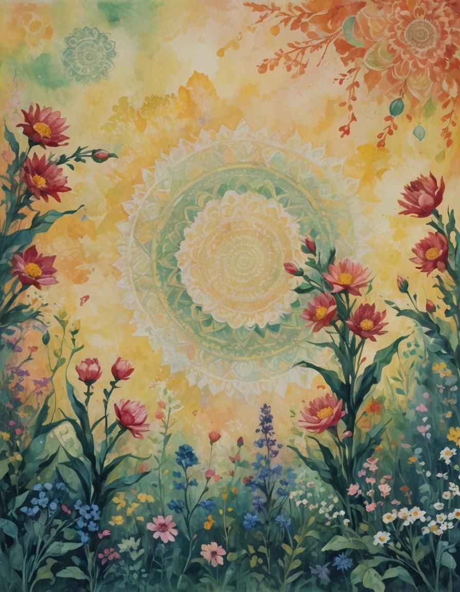 Spring flowers with mandalas - AI Generated Artwork - NightCafe Creator