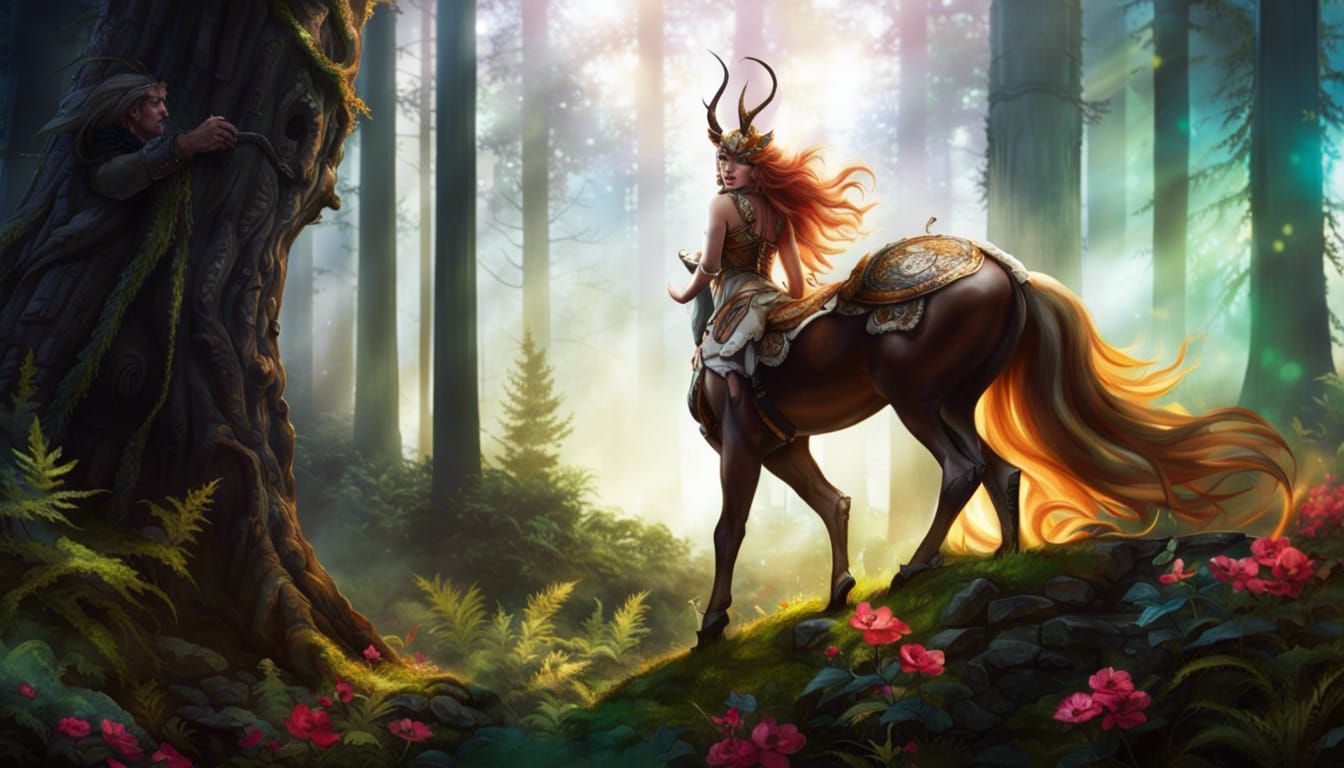 Centauride in the forest. - AI Generated Artwork - NightCafe Creator