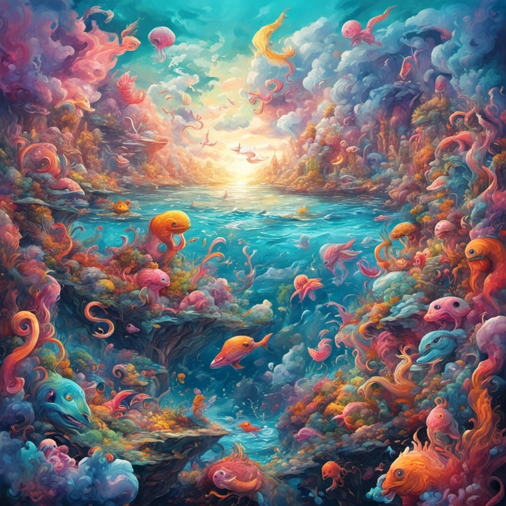 Colorful Fantasy World - Ocean - AI Generated Artwork - NightCafe Creator