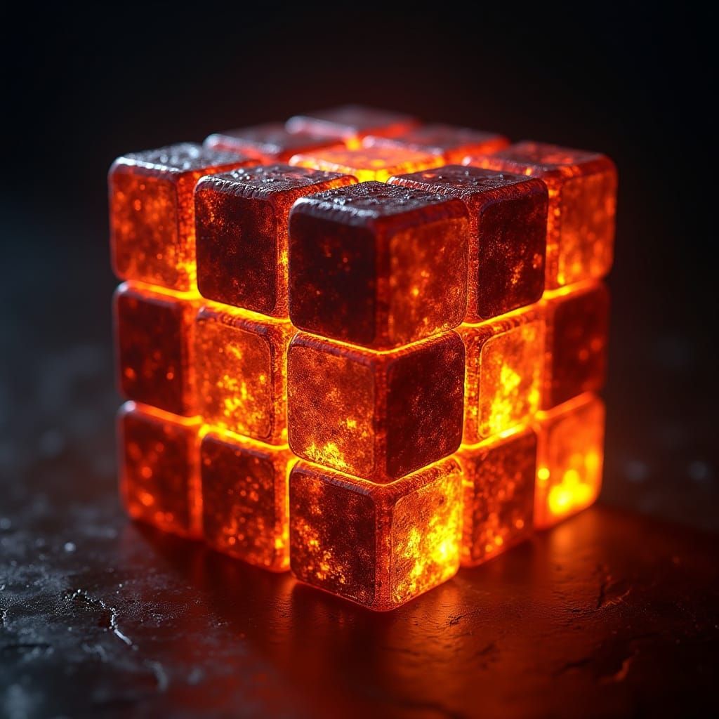 Hyper Realistic Lava Rubik's Cube in Futuristic Di... - AI Art