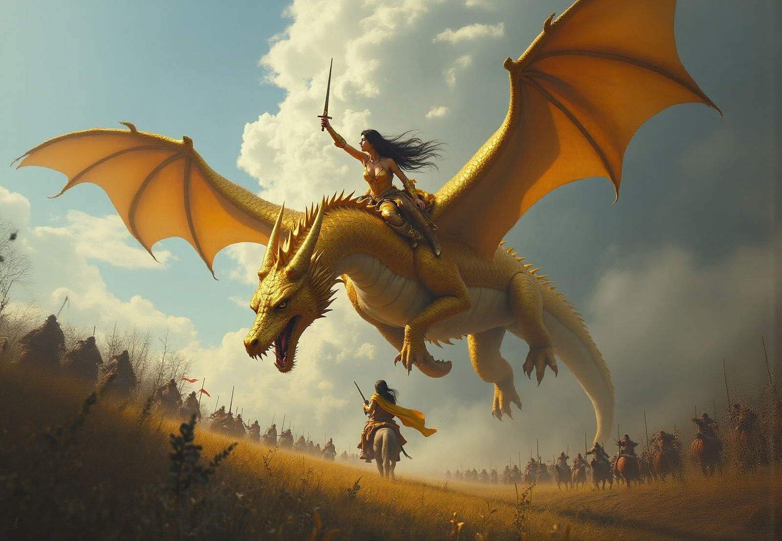 Queen Octavia leading her troops into battle