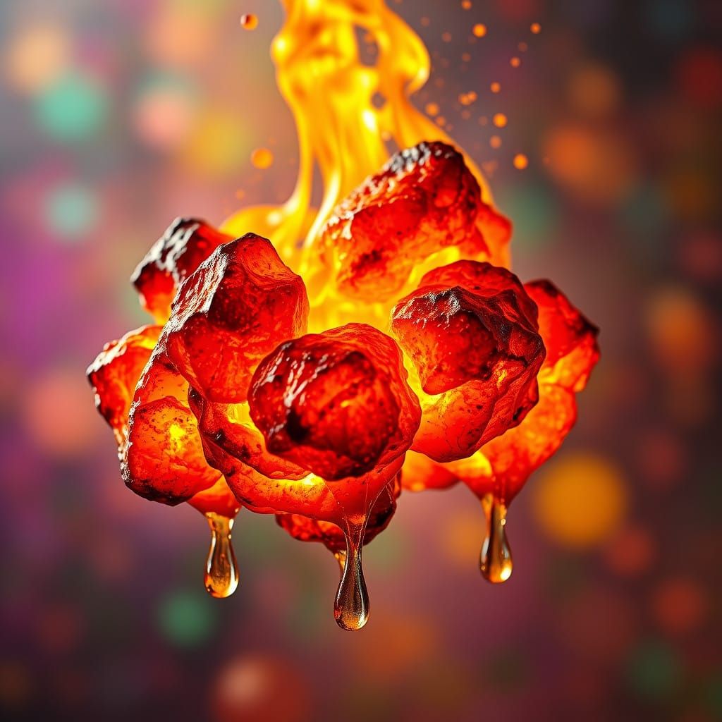 Fat-drip embers flare - Glowing Fat Dripping Embers in Hyper...