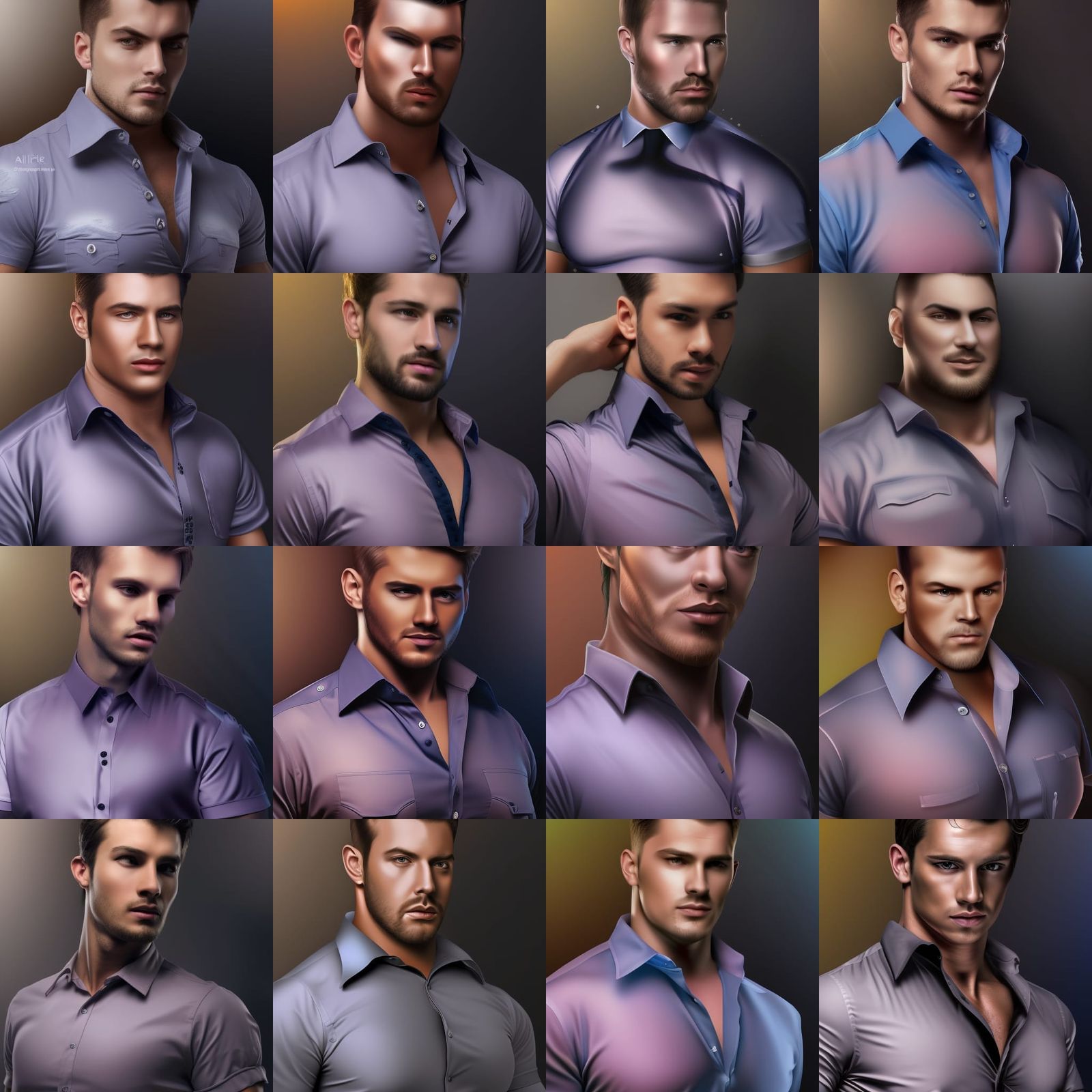 airbrush portrait of a handsome man with enormous pectorals in a tight ...