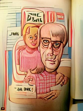 Dick and Jane book illustration but drawn by Daniel Clowes - AI ...