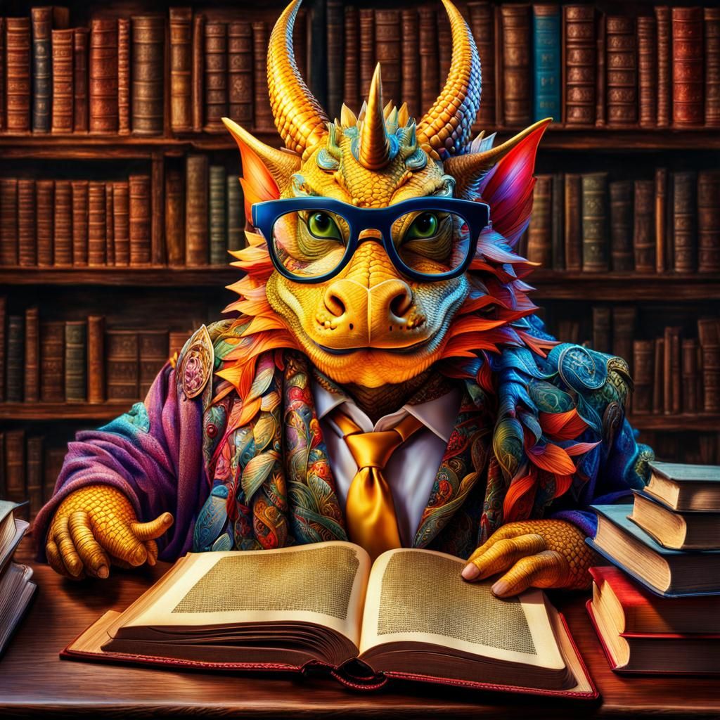 Dragon librarian - AI Generated Artwork - NightCafe Creator