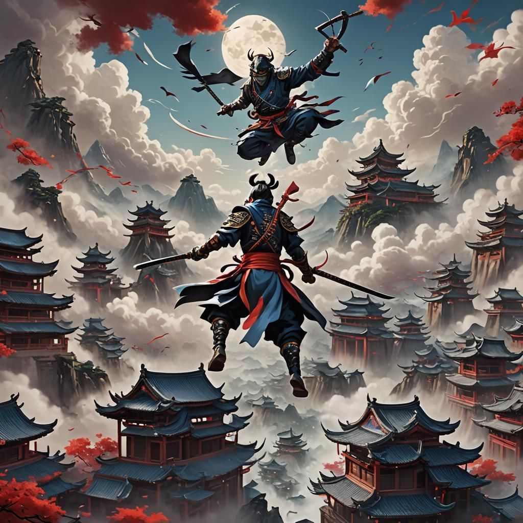 Samurai combat - AI Generated Artwork - NightCafe Creator