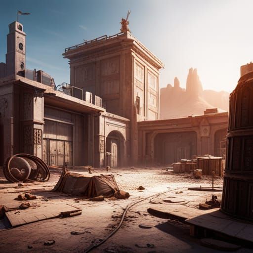 A post apocalyptic base in a desert - AI Generated Artwork - NightCafe ...