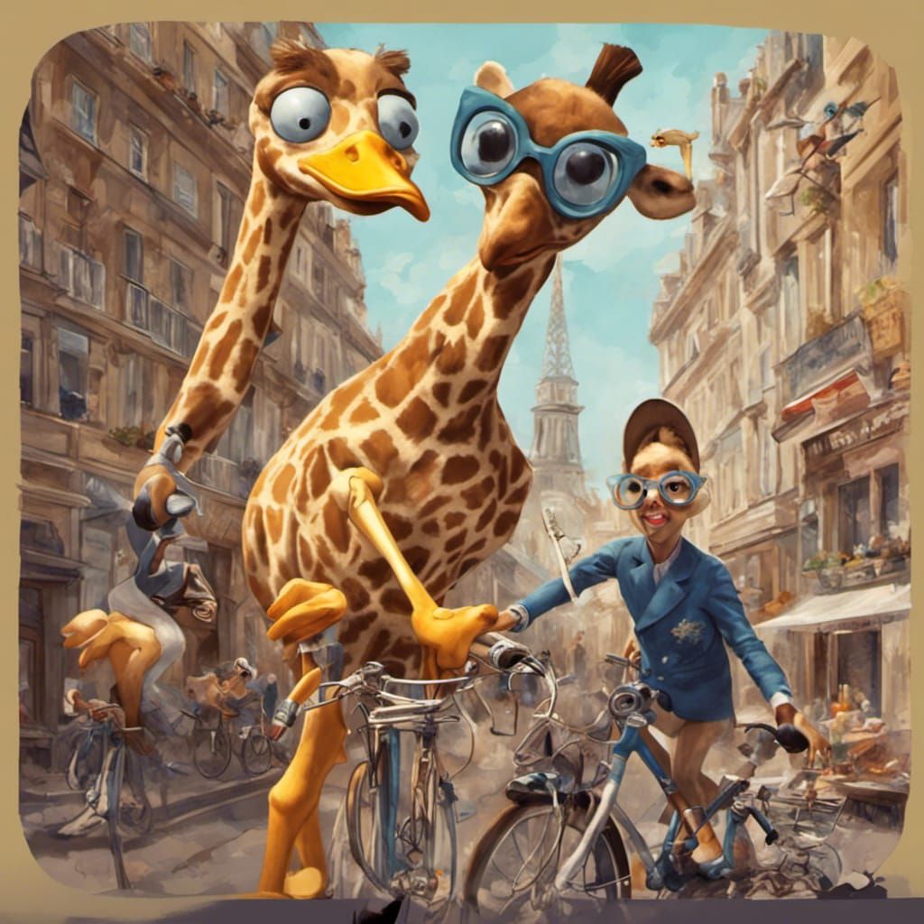 dave the duck and genevieve the french giraffe who has brown glasses ...
