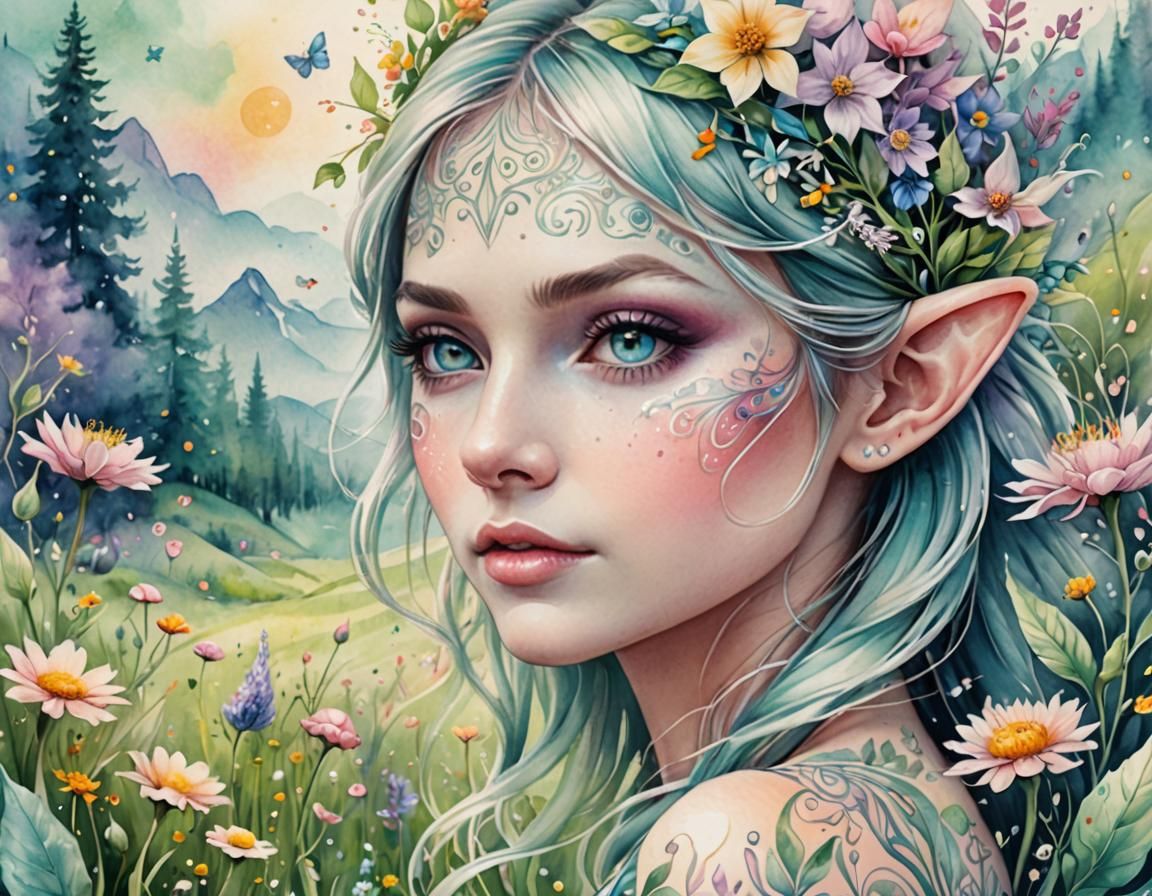 closeup portrait of a whimsical elf in a meadow - AI Generated Artwork ...