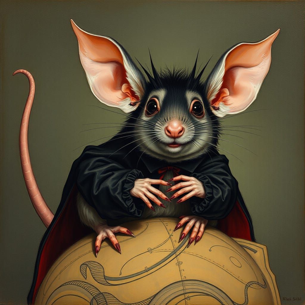 Ethereal Vampire Mouse in Opulent Style - AI Art