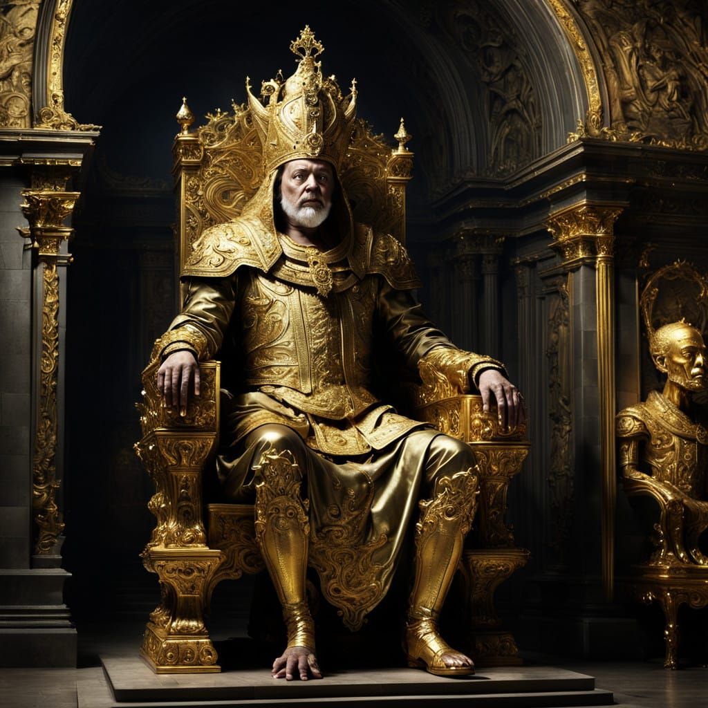 Golden King Midas Reigns in Desolate Hall of Shimm... - AI Art
