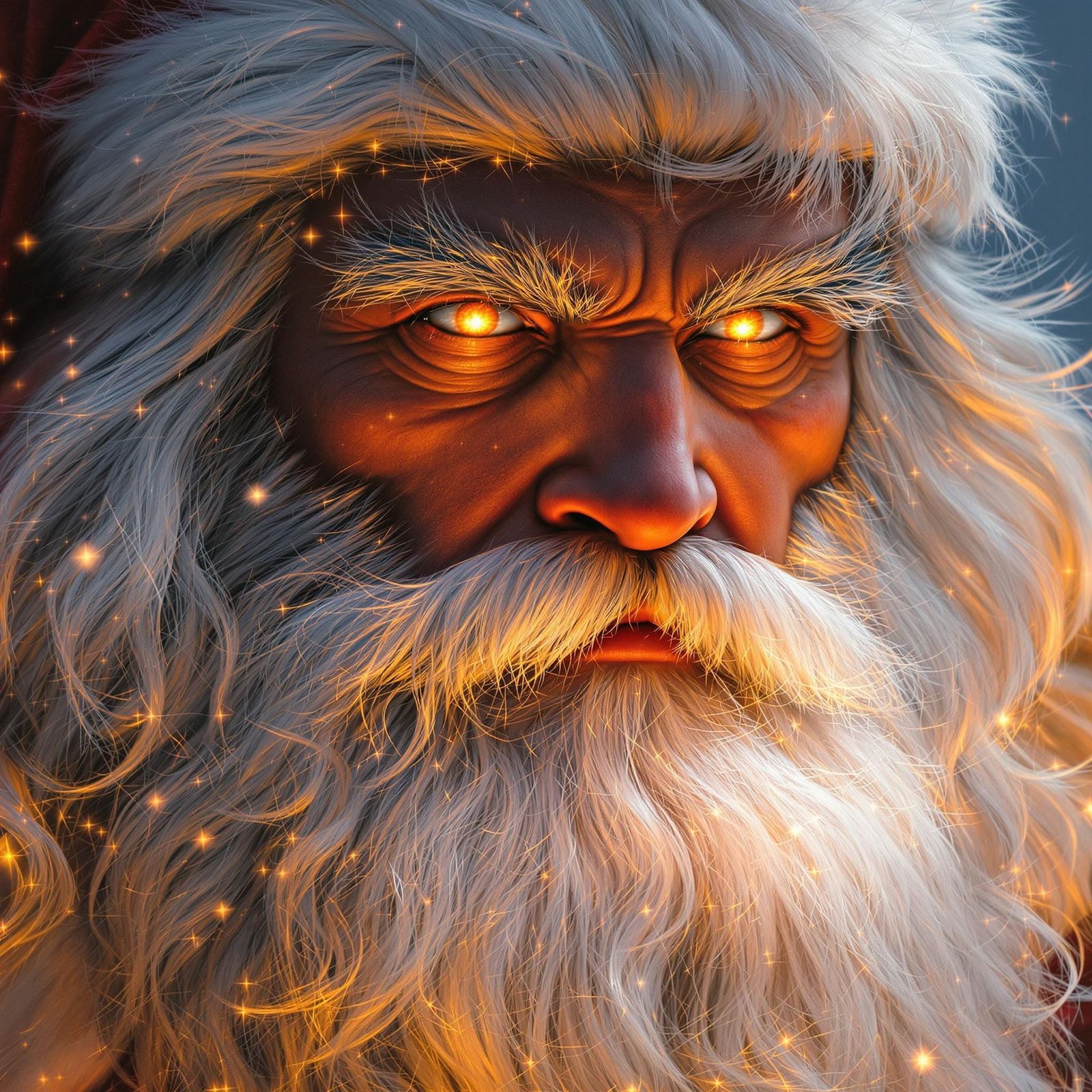 Santa Clause close up, his whole being is majestic, Norwegian Viking ...