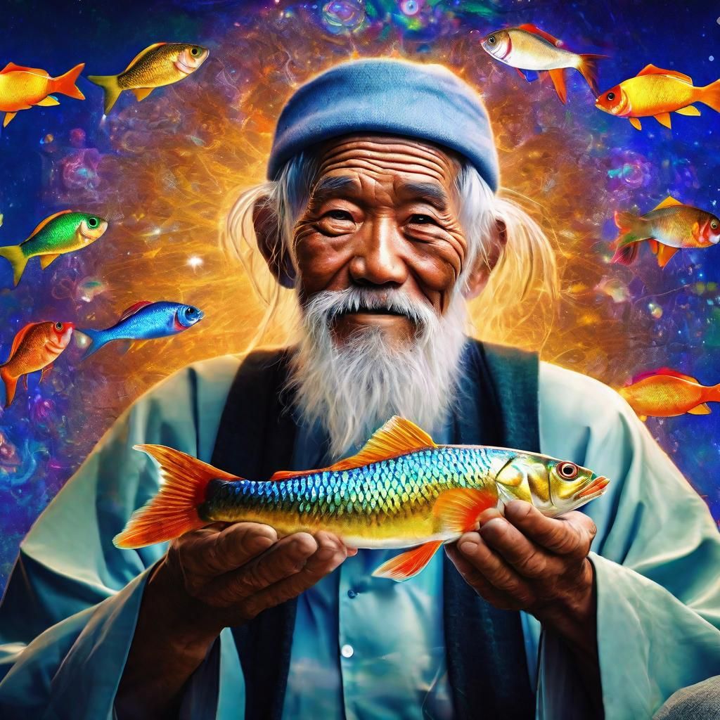 The God of Luck and Happiness God Ebisu a cheerful old man with a fish ...