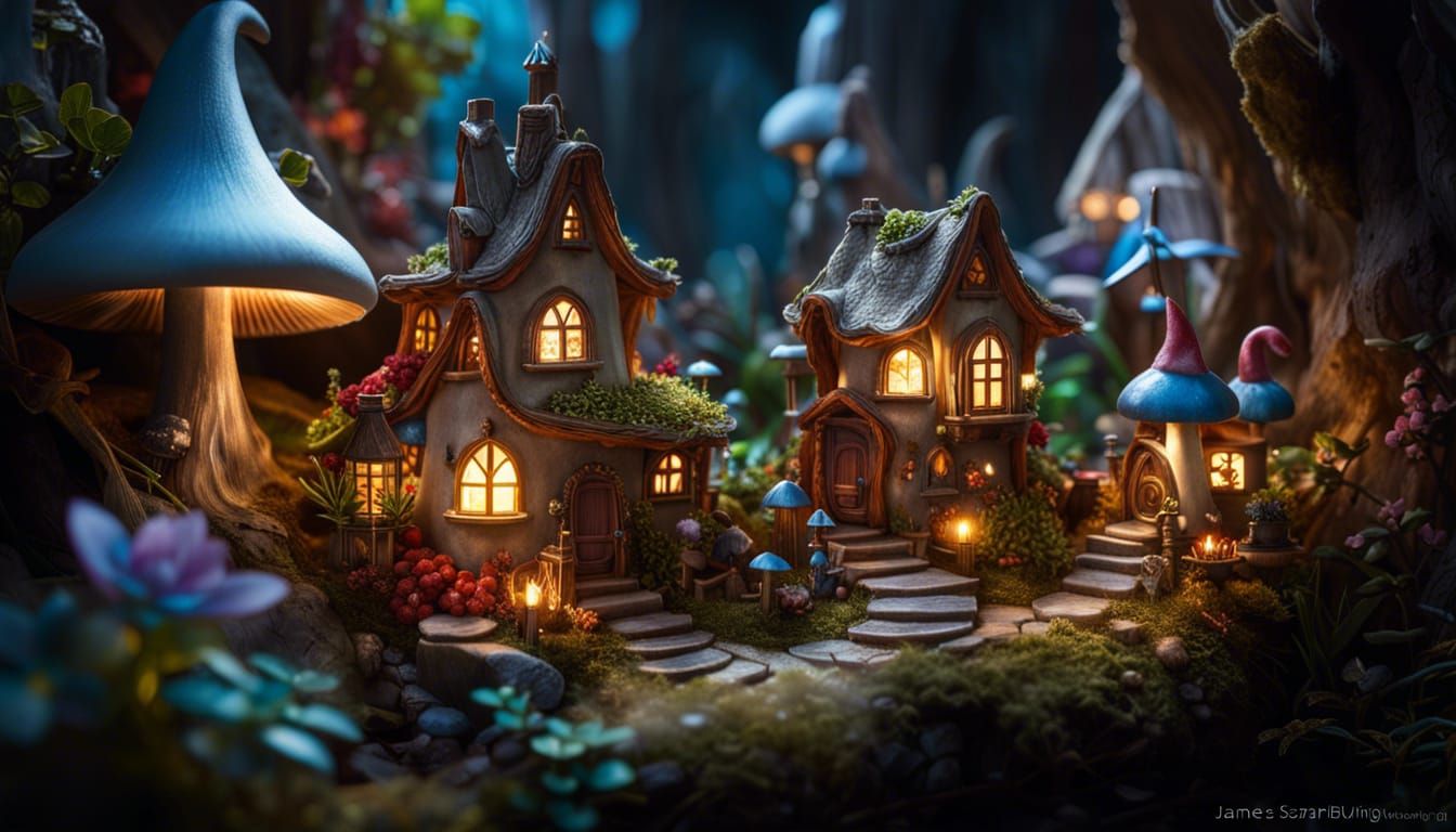 Miniature Gnomes Village - AI Generated Artwork - NightCafe Creator