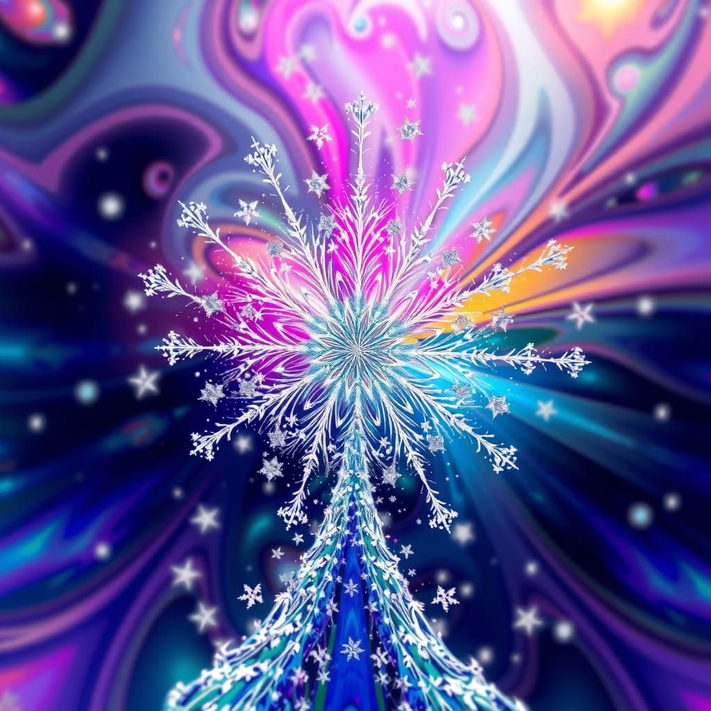 Iridescent Snowflakes Perform Fractal Dance in Swi... - AI Art