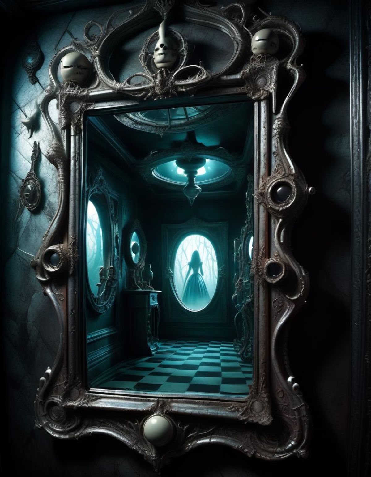 Ghost reflecting in the Mirror - AI Generated Artwork - NightCafe Creator