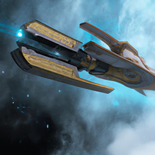 Cyberpunk Sloop floating through a nebula in space. - AI Generated ...