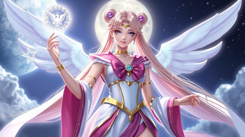 Mythological Goddess Sailor Moon in Celestial Robe... - AI Art