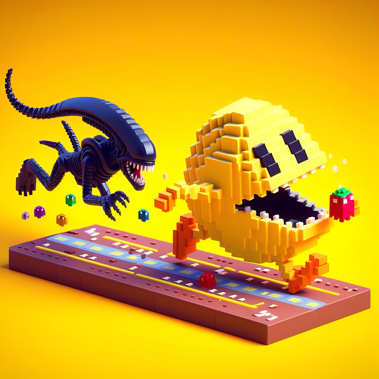 Low-Res Pacman Chase - AI Generated Artwork - NightCafe Creator