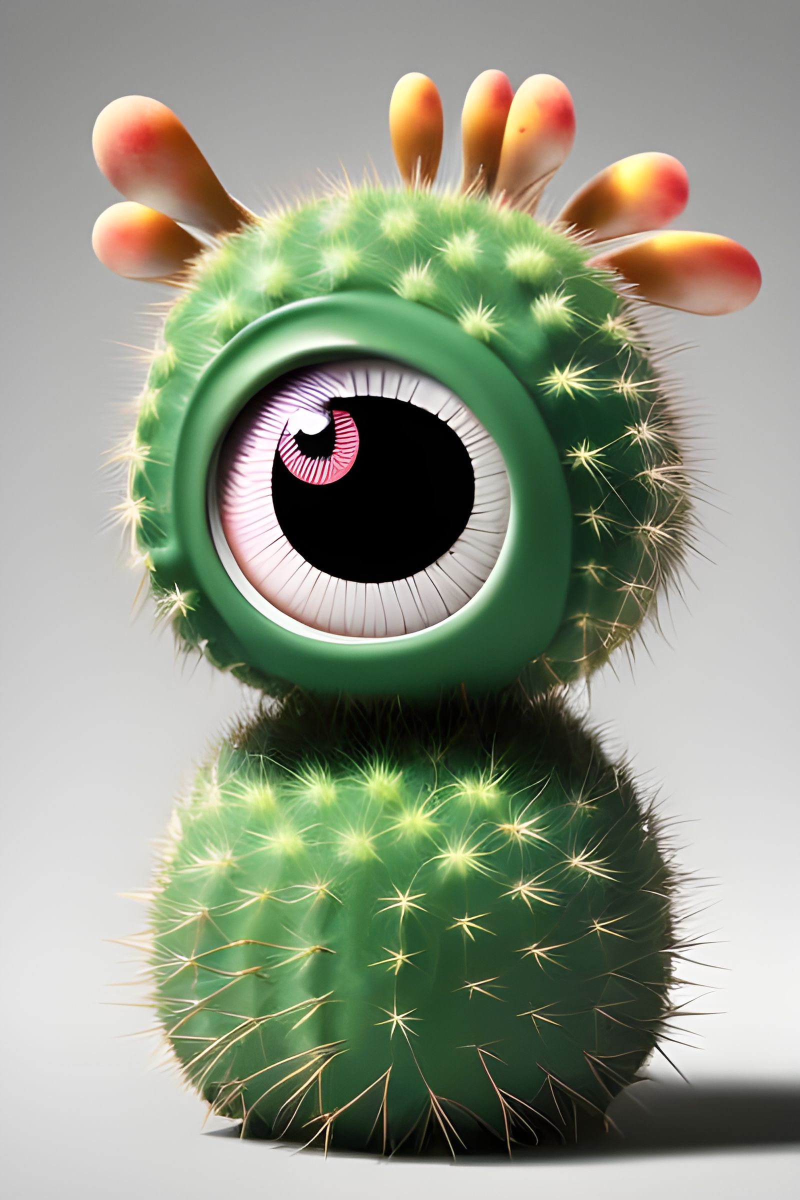 3 d render creature animal sushi cristal very big eye roots cactus ...