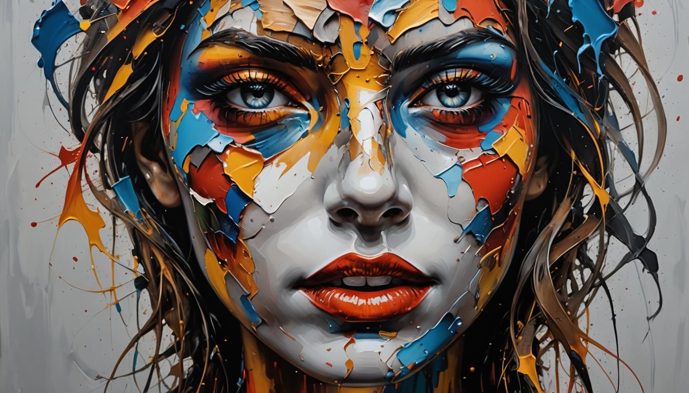stunning and professional abstract face, art, crazy, fantasy, poetic ...