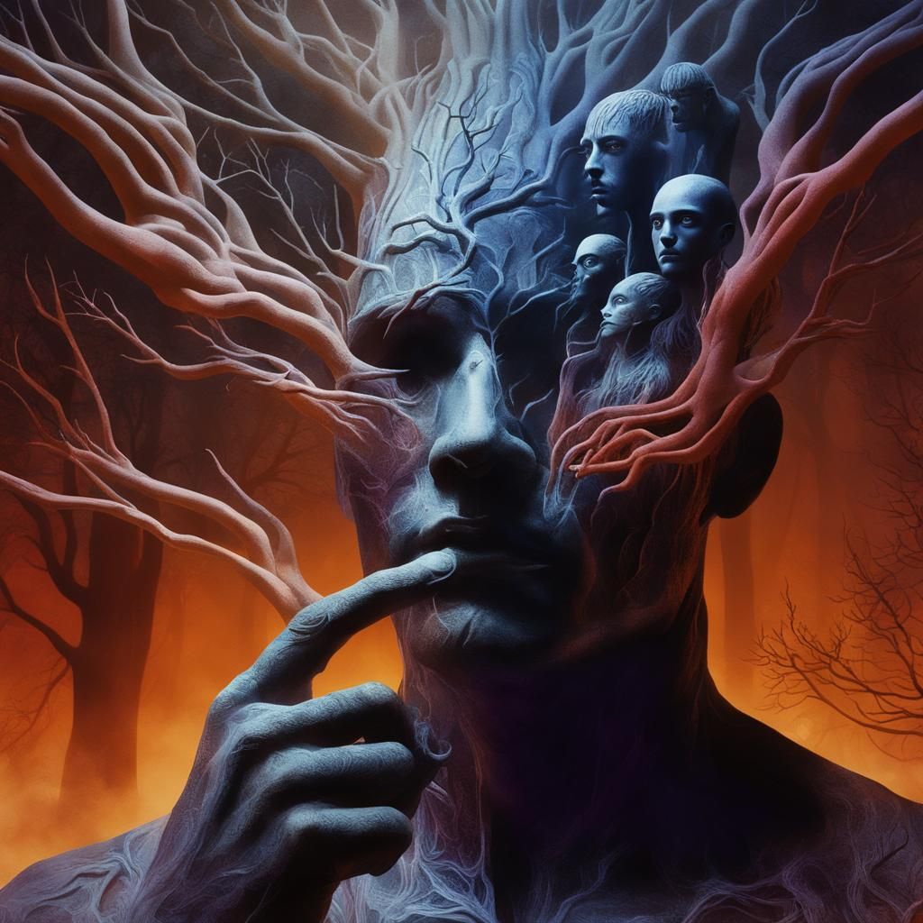 Internalize, digital art, Les hommes traversent le même brouillard Le ...