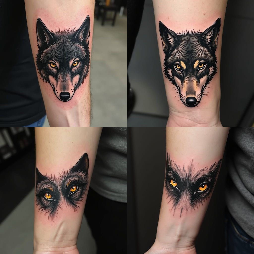 Werewolf Eyes Tattoo in Gold Inkwork - AI Art