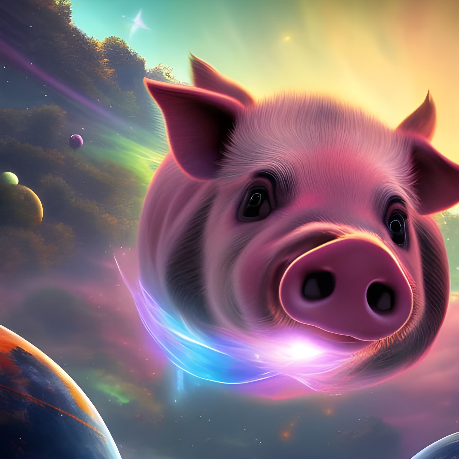 Galactic flying space pig - AI Generated Artwork - NightCafe Creator