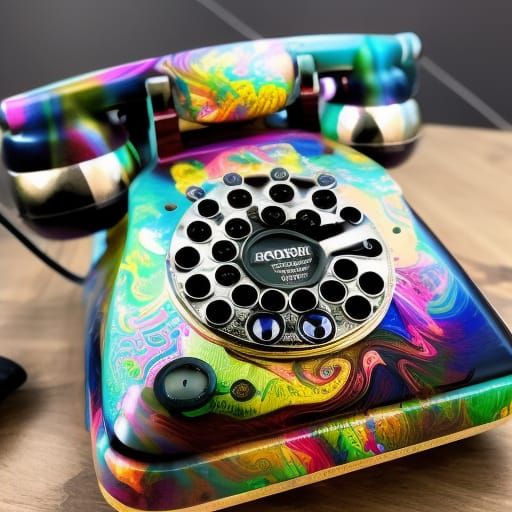 Colorful victorian ornate rotary dial telephone:: acrylic ink flow: 8k ...