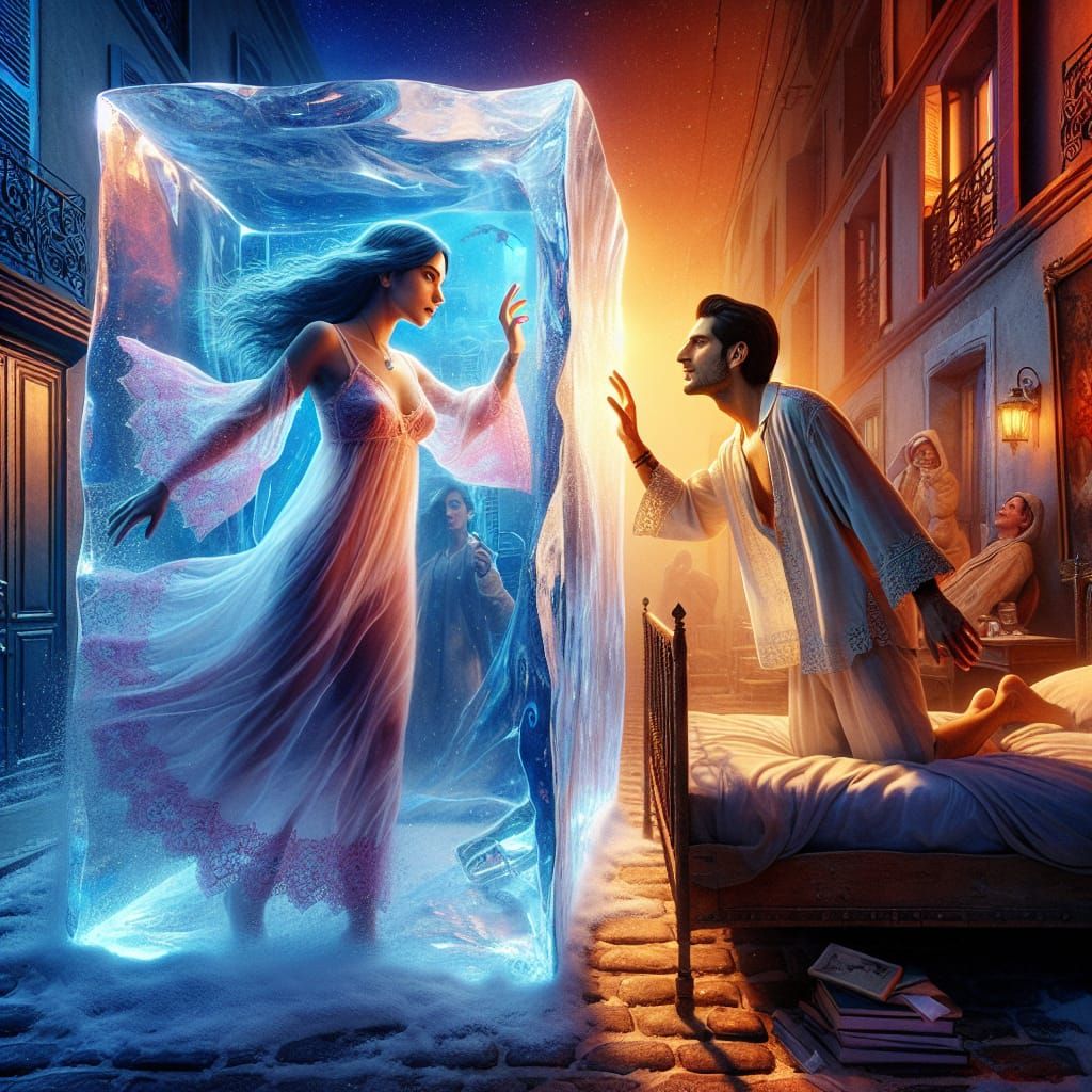 Surreal romance in an ice cube - AI Generated Artwork - NightCafe Creator