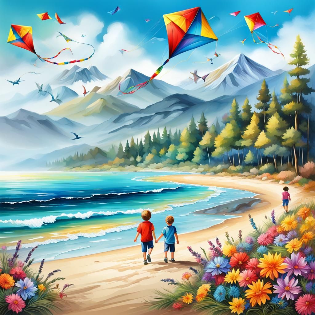 Flying kites #7 - AI Generated Artwork - NightCafe Creator