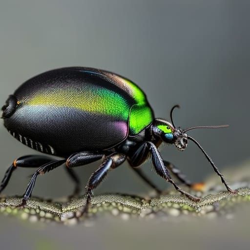 Giant Black Beetle Photorealistic award-winning photography Bokeh Depth of Field, HDR bloom ...