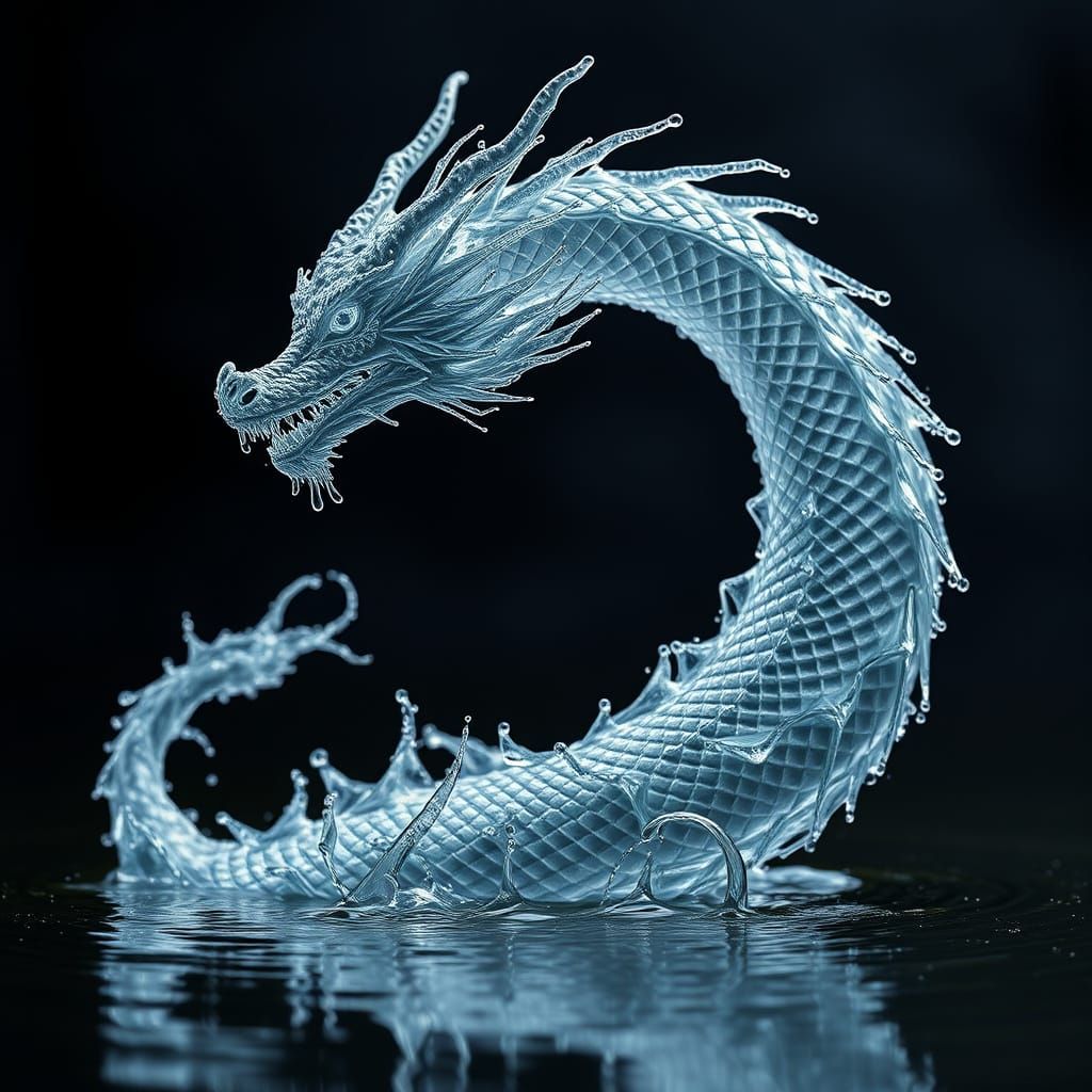 Water Dragon - Water Dragon in Serene Pond