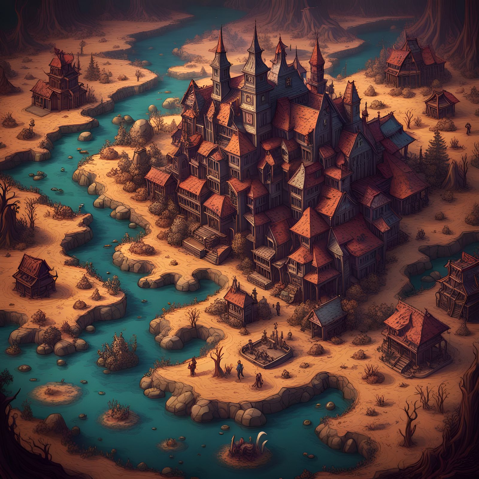 Inktober Day 5 - Map - AI Generated Artwork - NightCafe Creator