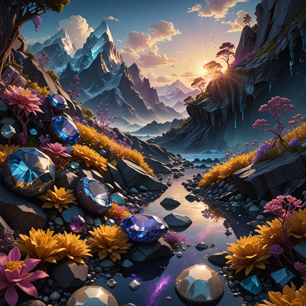 Hyperrealistic Fractal Creature in a Shimmering Ge... - AI Art